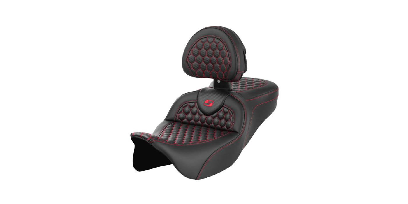 Saddlemen® Road Sofa Honeycomb Red Stitch NO BACKREST - FLH/FLT '08-'23 ...
