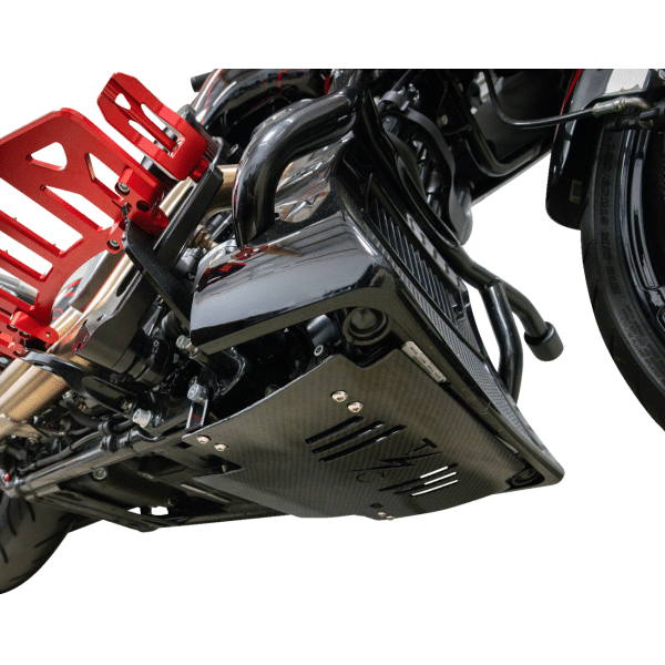 Thrashin® Skid Plate - Carbon Fiber/Gloss - With Black Brackets - FLHX ...